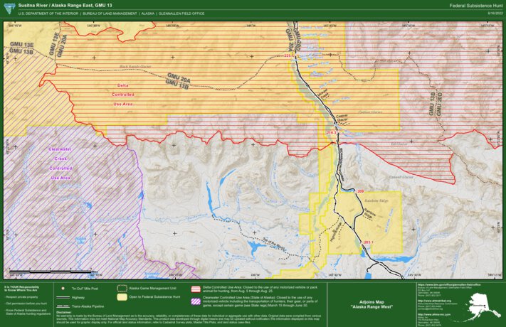 Alaska GMU 13: Alaska Range, East - Federal Subsistence Hunt Map by ...