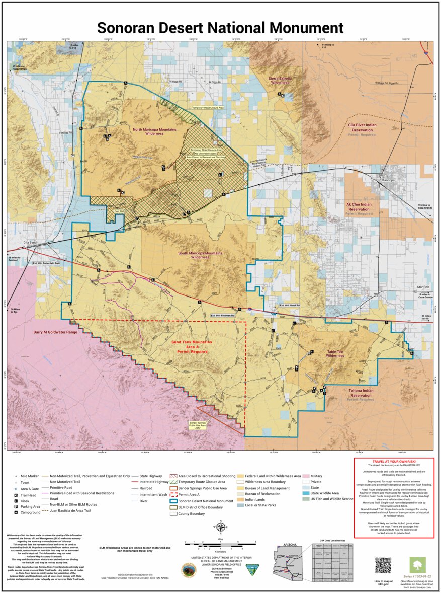 BLM Arizona Sonoran Desert National Monument Map (NL1003-01-02) by ...