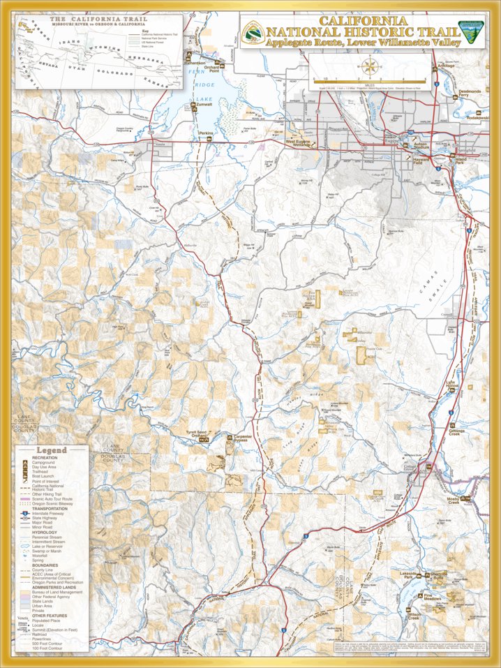 CNHT - Applegate Route, Lower Willamette Valley Map by Bureau of Land ...