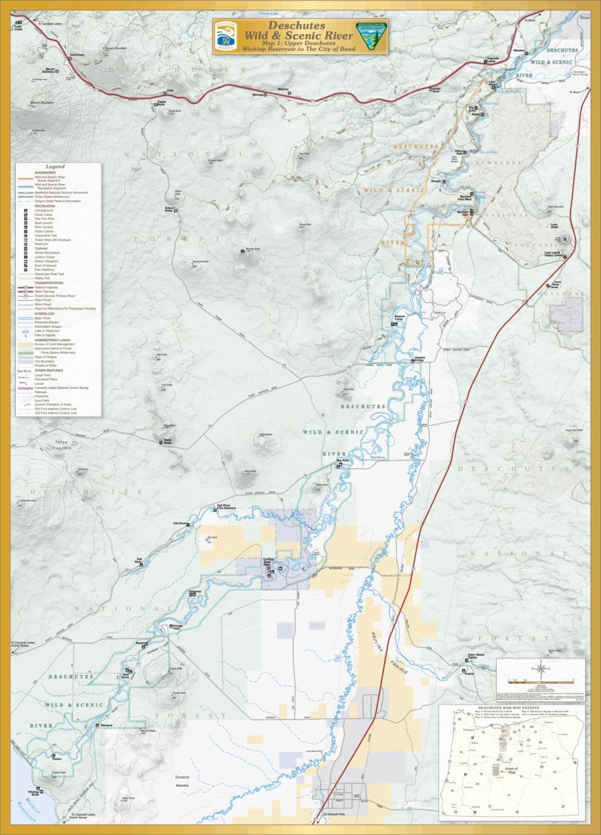 Deschutes Wild and Scenic River, Wickiup to Bend Map by Bureau of Land ...