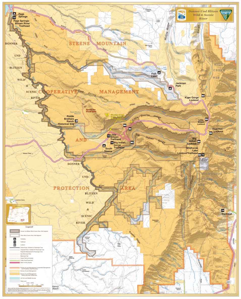 Donner und Blitzen Wild and Scenic River Map by Bureau of Land ...