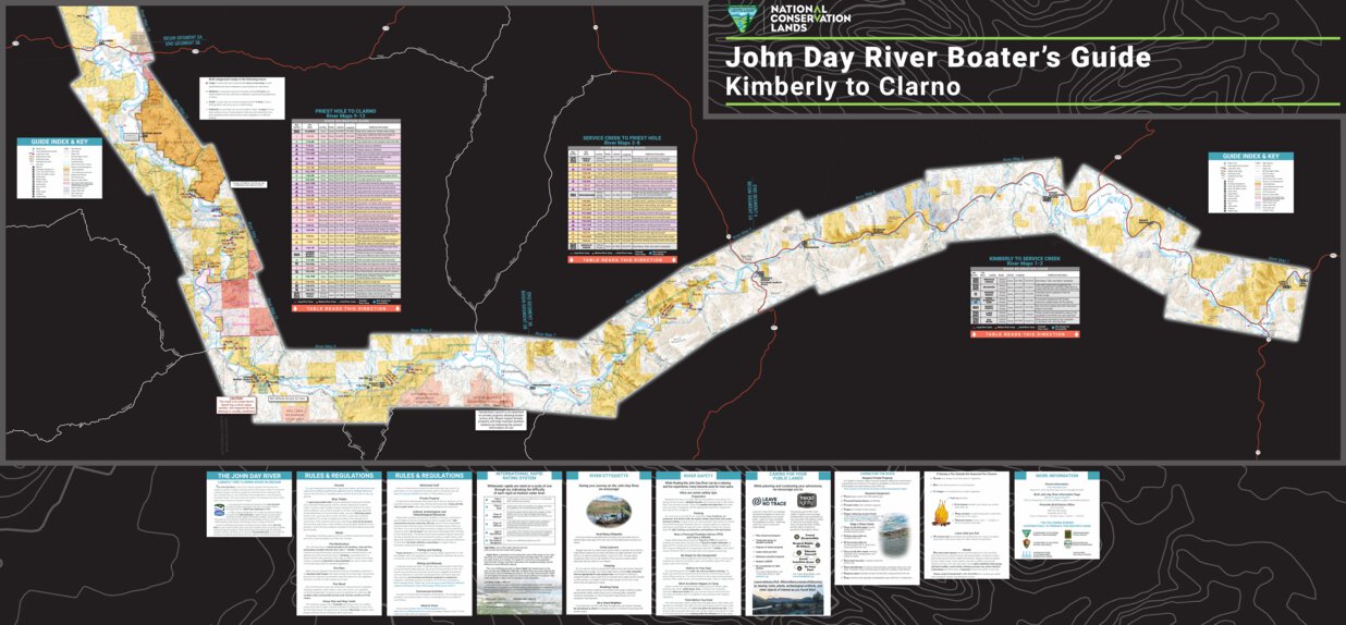 John Day River Boater's Guide Kimberly to Clarno Map by Bureau of Land ...