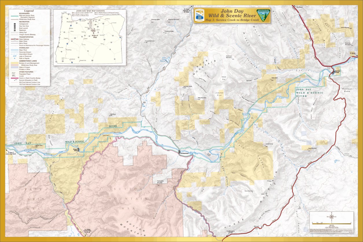 John Day Wild and Scenic River Map 1, Service Creek to Bridge Creek by ...