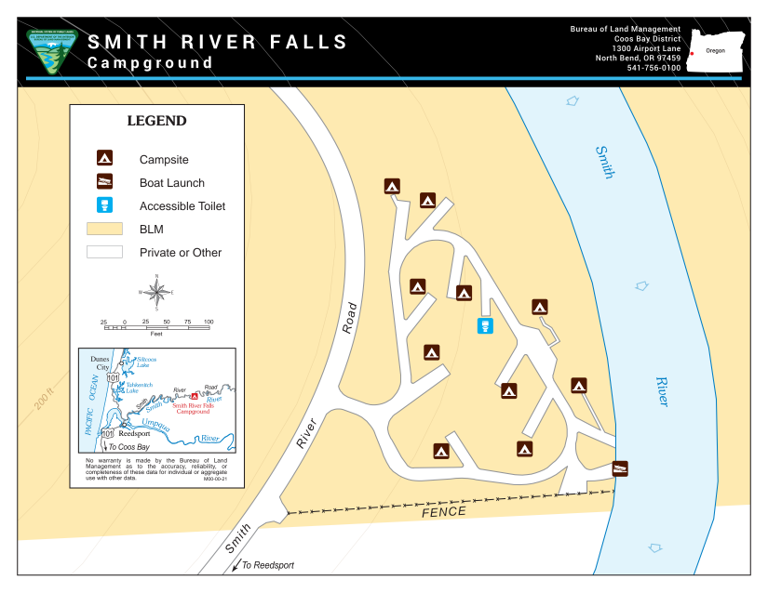 Smith River Falls Campground Map By Bureau Of Land Management Oregon
