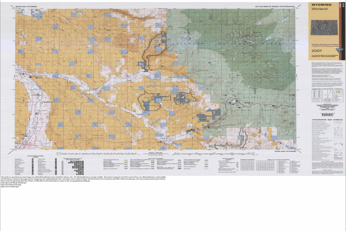Worland 100K Map by Bureau of Land Management - Wyoming | Avenza Maps