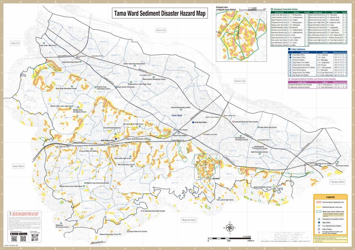 Kawasaki City landslide hazard Map for Tama ward by Buyodo corp ...