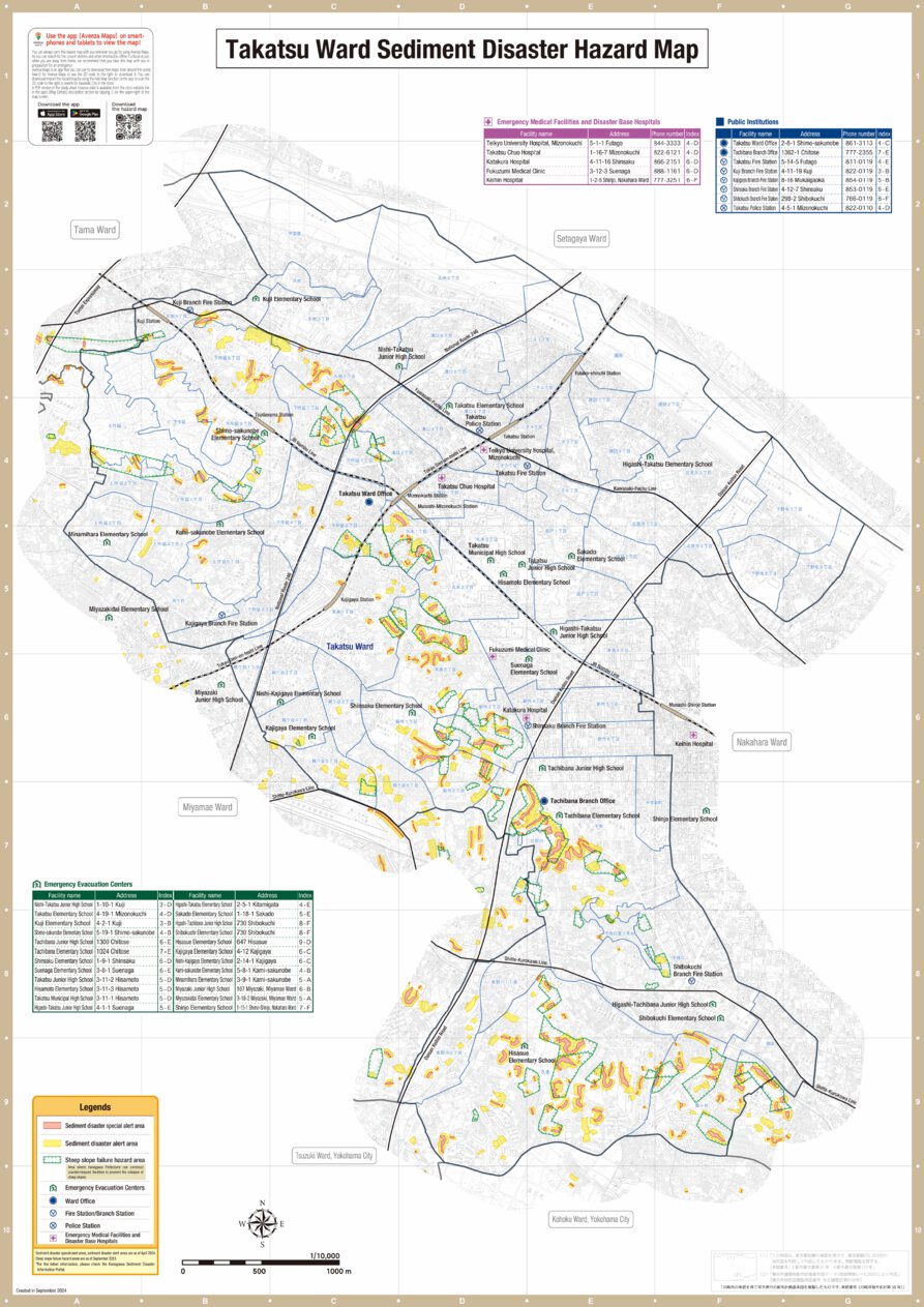 Kawasaki City landslide hazard Map for Takatsu ward by Buyodo corp ...