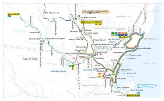 Izu/Hakone Bus route Map [Atami enlarged view] by Buyodo corp. | Avenza ...