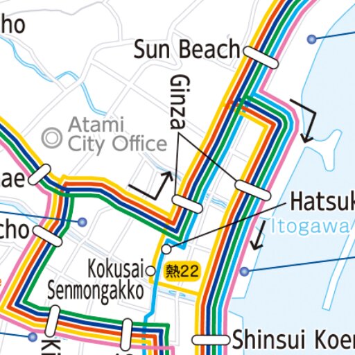 Izu/Hakone Bus route Map [Atami enlarged view] by Buyodo corp. | Avenza ...