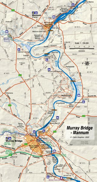 Murray River - Murray Bridge to Mannum Map by Carto Graphics | Avenza Maps