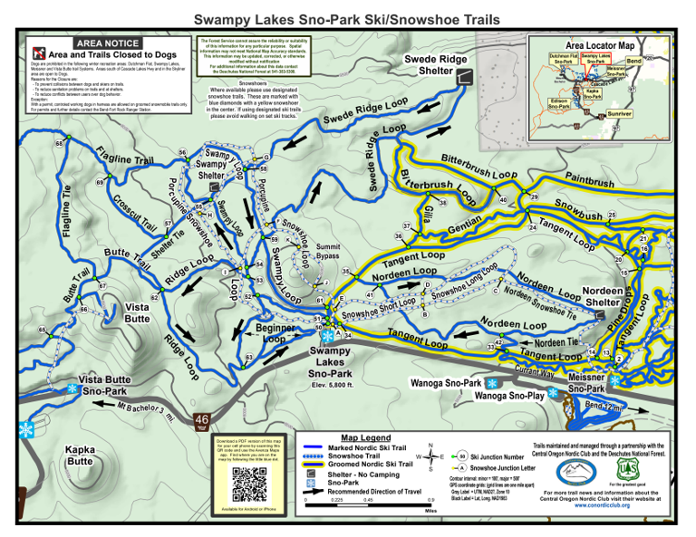 Swampy Lakes Sno-Park Ski/Snowshoe Trails Map by Central Oregon Nordic ...