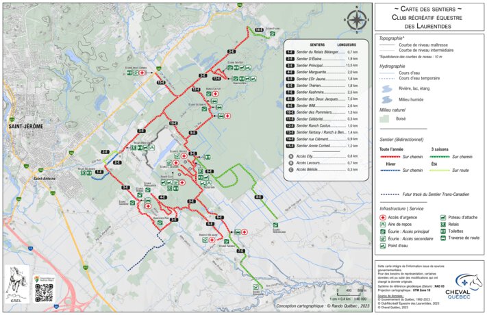 Carte des sentiers | Club Récréatif Équestre des Laurentides Map by ...