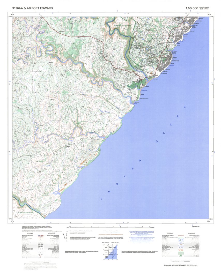 3130AA, AB PORT EDWARD Map by Chief Directorate: National Geo-spatial ...