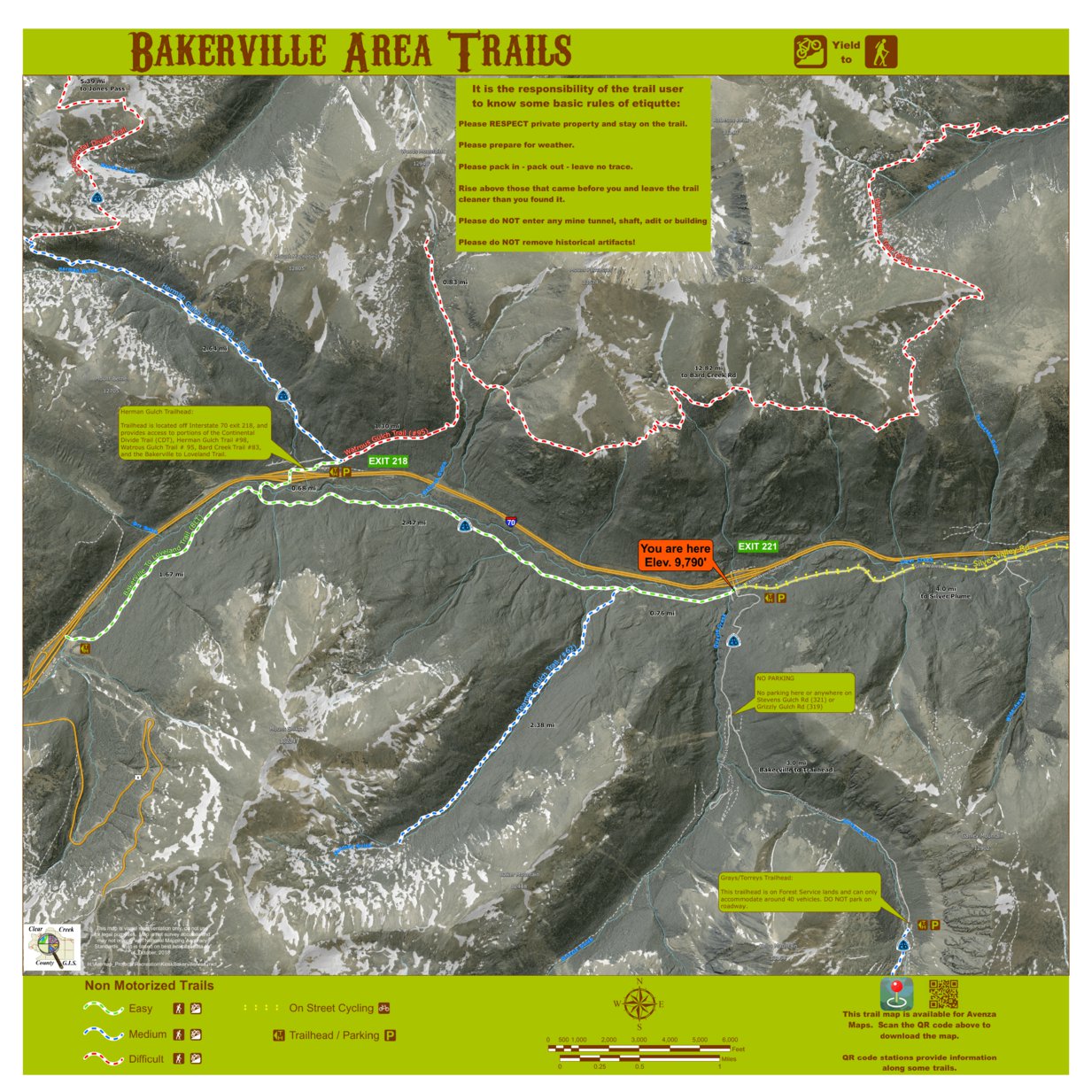 Bakerville Area Trails Map by Clear Creek County | Avenza Maps