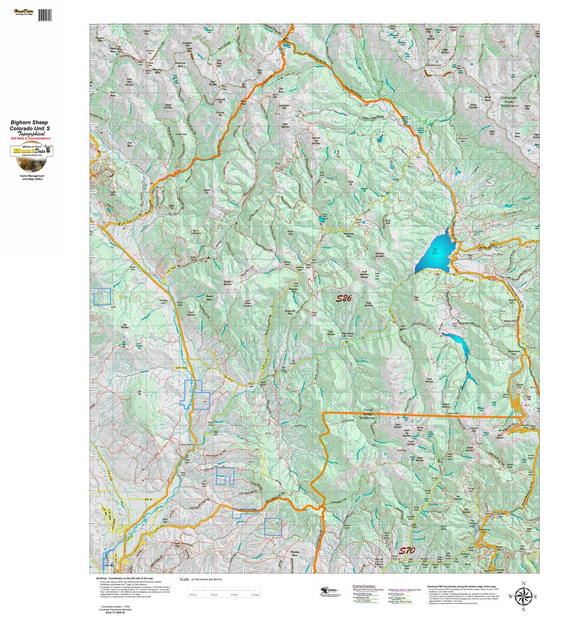 Co Bighorn Sheep Unit S26 Topo with Unit Boundaries Map by Colorado ...