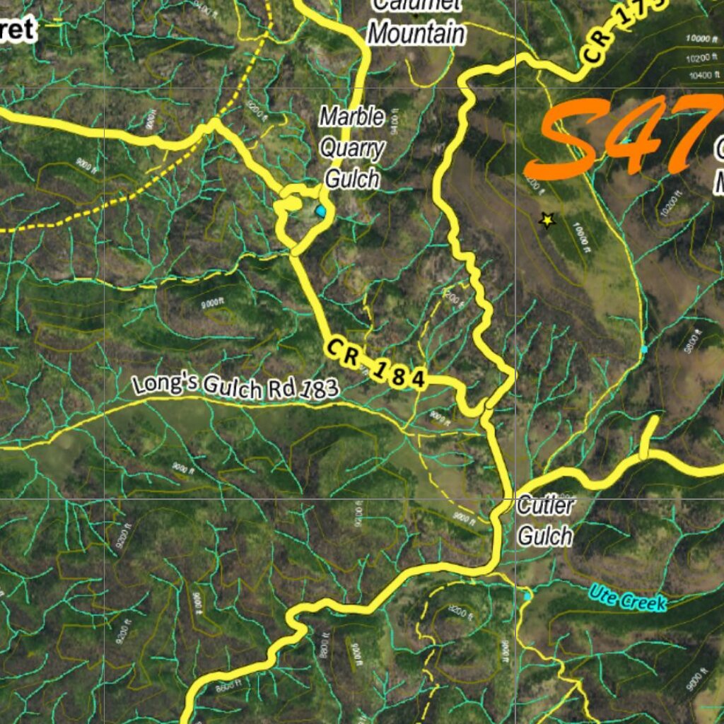 Co Bighorn Sheep Unit S47 Satellite Image with concentrations and kill ...