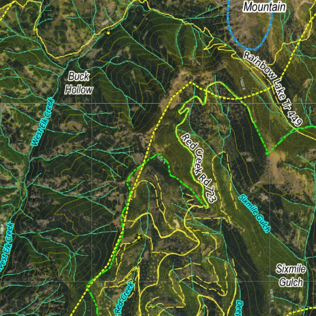Co Bighorn Sheep Unit S54 Satellite Image with concentrations and kill ...