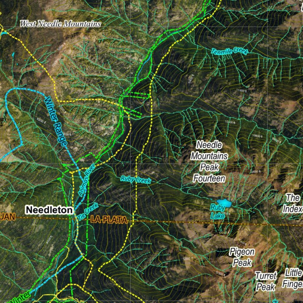 Co Bighorn Sheep Unit S71 Satellite Image with concentrations and kill ...