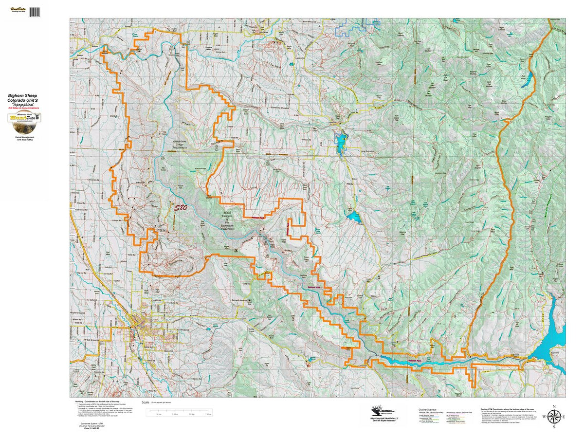 Co Bighorn Sheep Unit S80 Topo with Unit Boundaries Map by Colorado ...