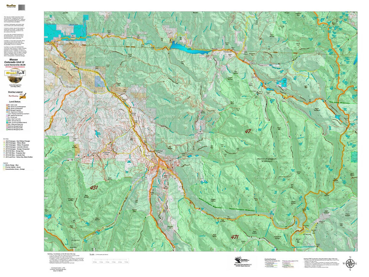 CO Moose Unit 47 Land Use, Kill Site, and Concentrations Map by ...