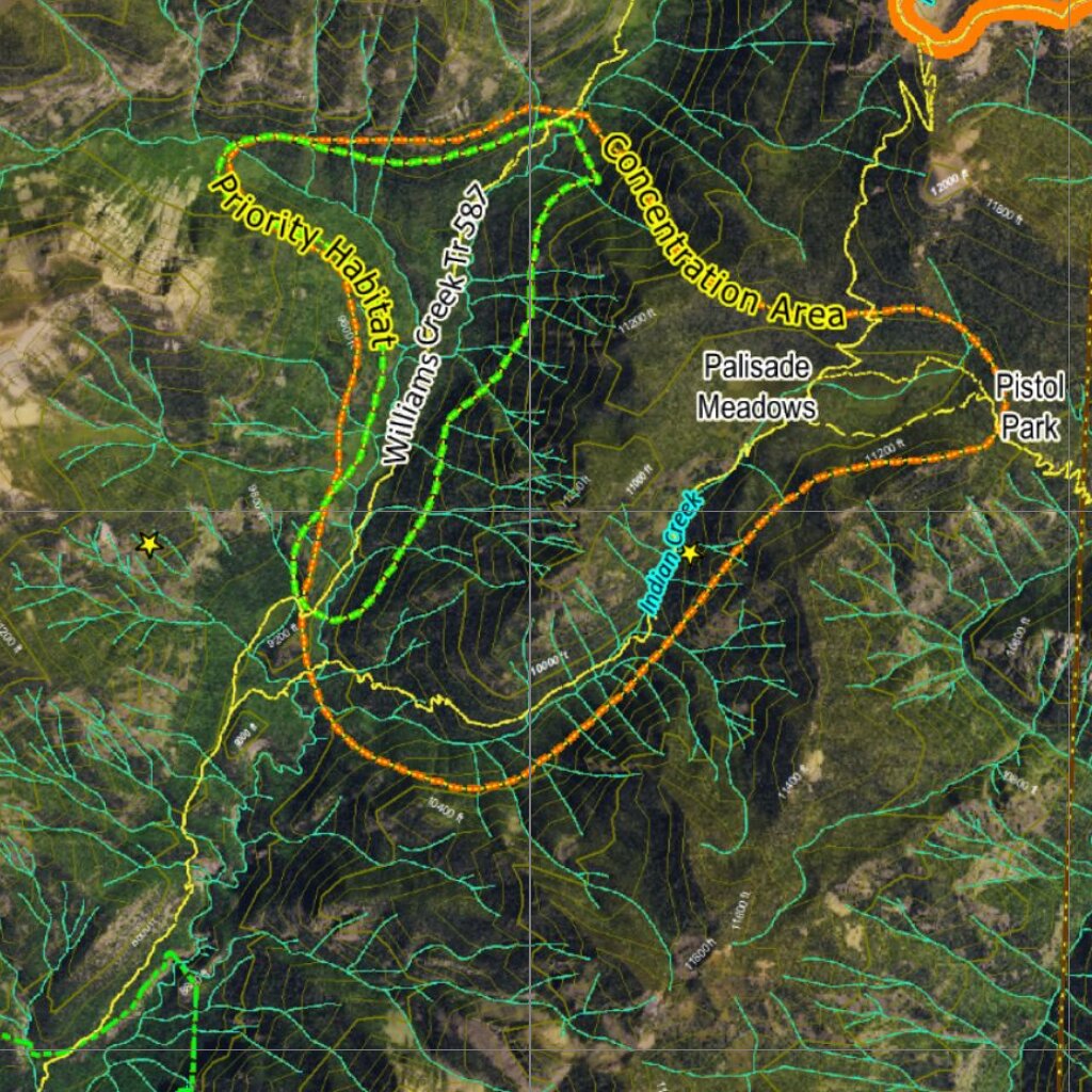 CO Moose Unit 76 Satellite Image with concentrations and kill sites ...