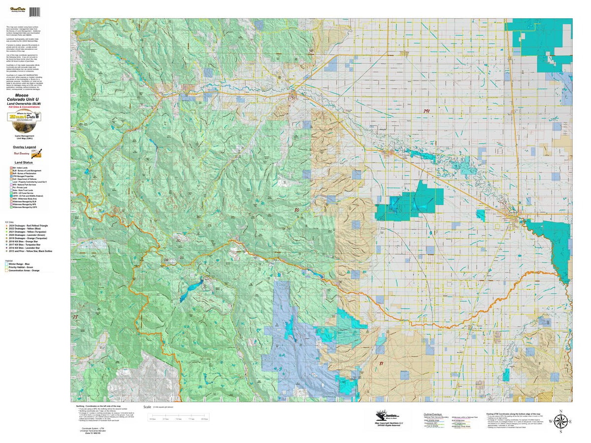 CO Moose Unit 80 Land Use, Kill Site, and Concentrations Map by ...