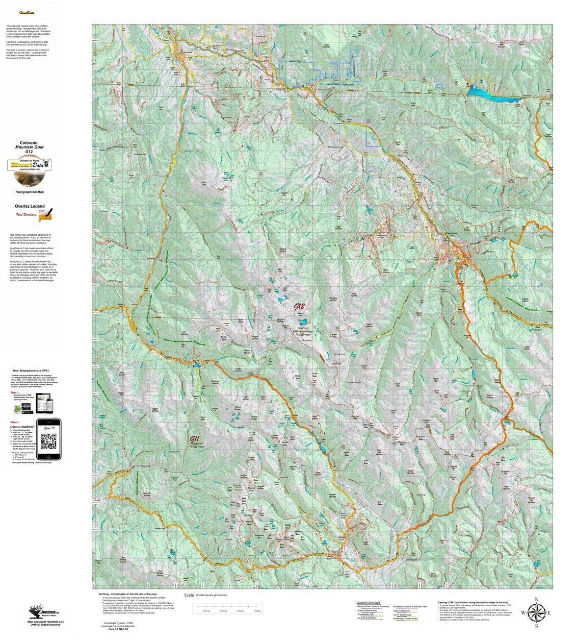 Co Mountain Goat Unit G12 Topo with Unit Boundaries Map by Colorado ...