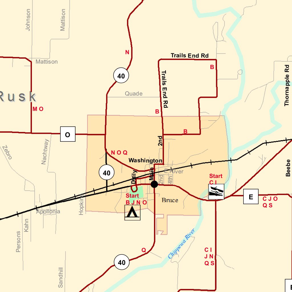 Rusk County Bike Rides Map by Crossover Ventures LLC | Avenza Maps