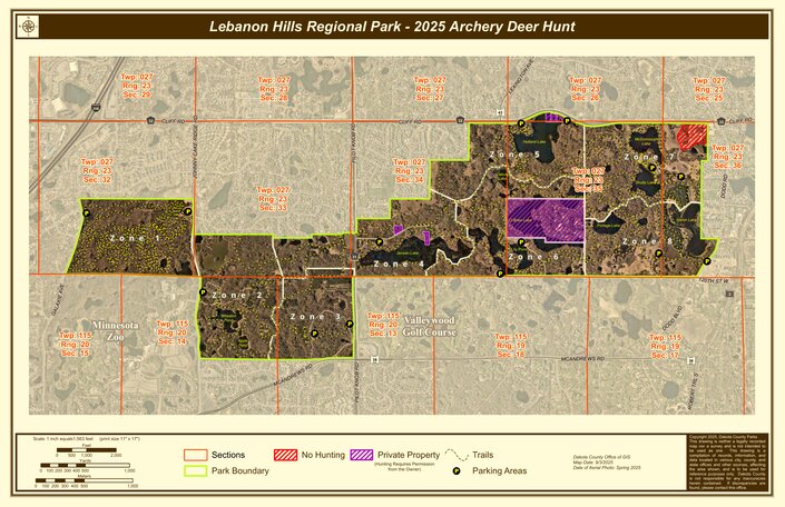 Lebanon Hills Regional Park - Deer Hunt Map - Aerial Photo by Dakota ...