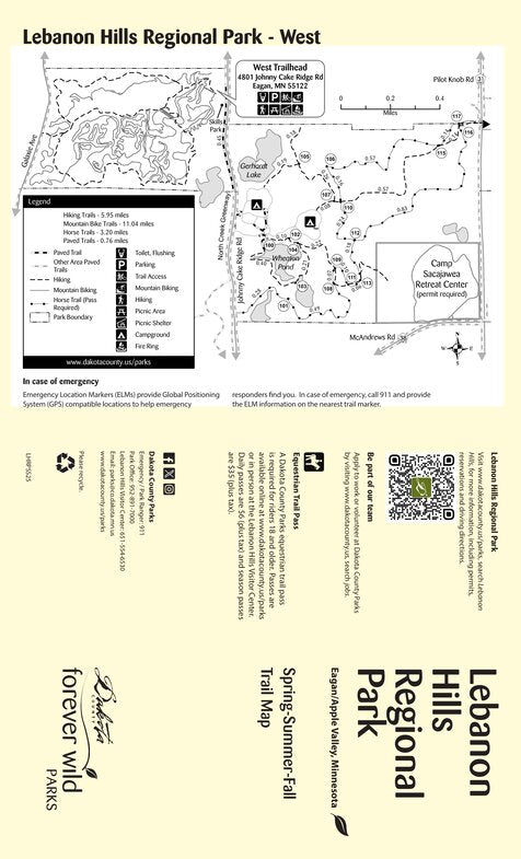 Lebanon Hills Regional Park (West) - Summer Map by Dakota County ...