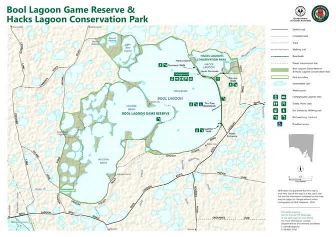 Bool Lagoon Game Reserve and Hacks Lagoon Conservation Park Map by ...