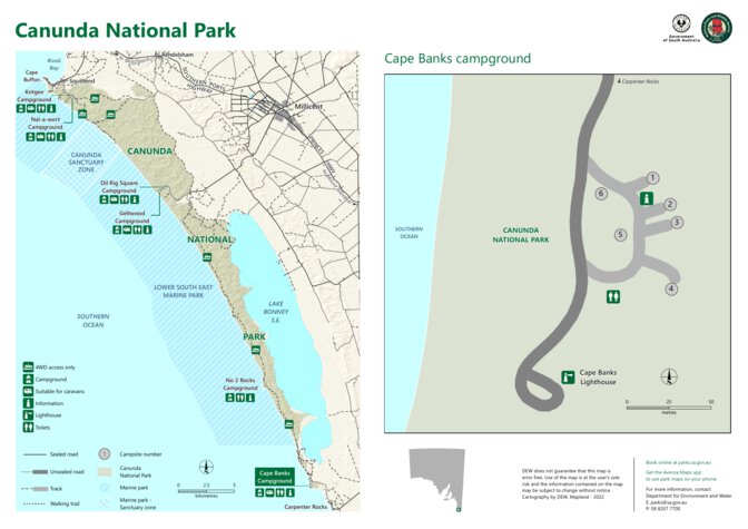 Canunda National Park – Cape Banks Campground Map by Department for ...