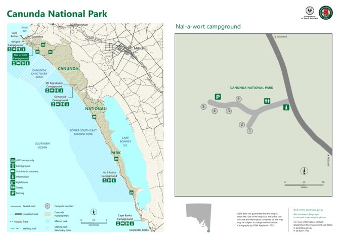 Canunda National Park – Nal-a-wort Campground Map by Department for ...