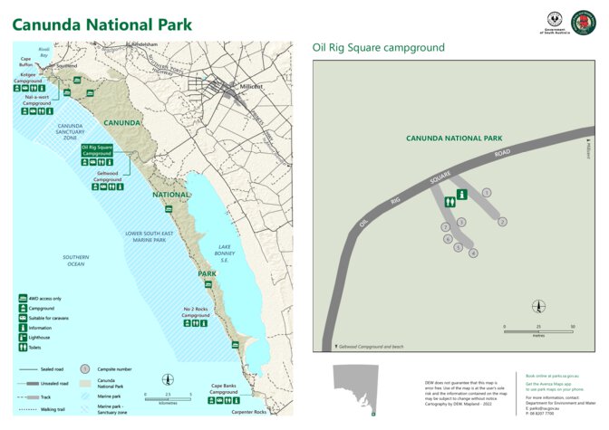 Canunda National Park – Oil Rig Square Campground Map by Department for ...