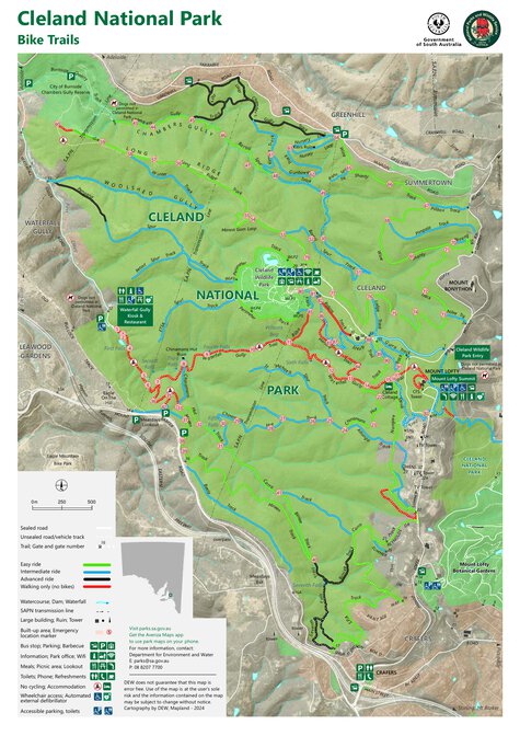 Cleland Conservation Park - Bike Trails Map by Department for ...