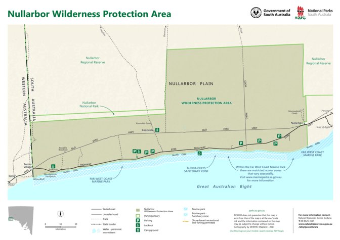 Nullarbor Wilderness Protection Area Map by Department for Environment ...