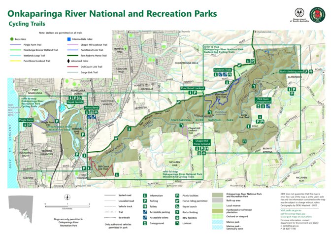 Onkaparinga River National Park and Recreation Park Cycling Trails Map ...
