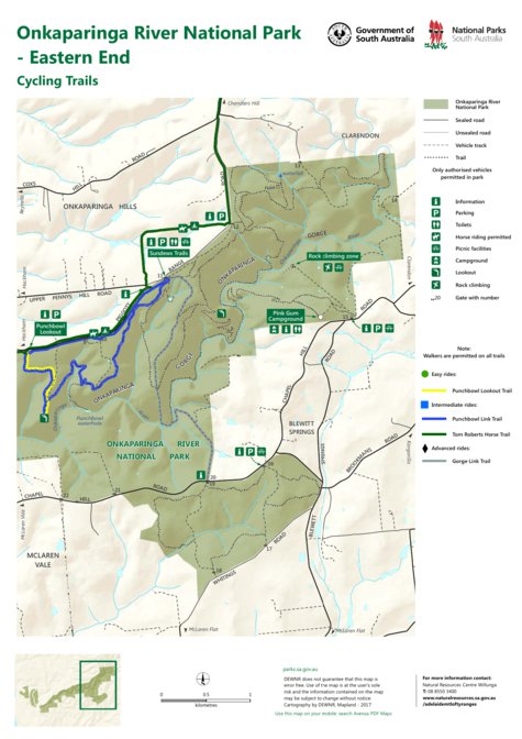 Onkaparinga River National Park East end cycling trails Map by ...