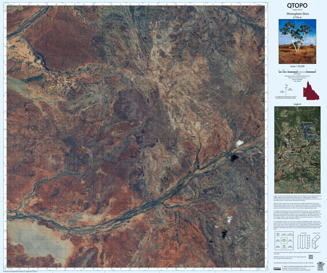 Monoghans Bore (6756-4i) Map by Department of Resources | Avenza Maps