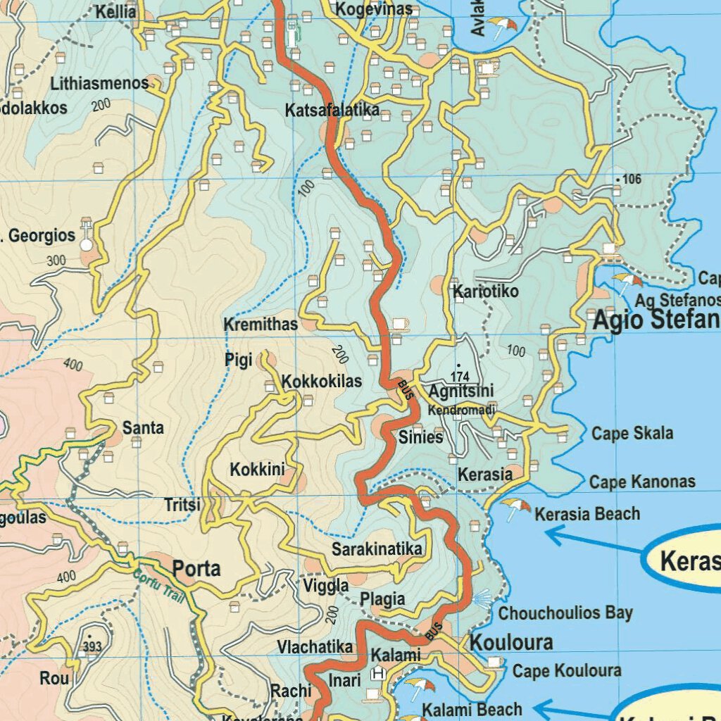 Corfu Tour & Trail Map North sheet by Discovery Walking Guides Ltd ...