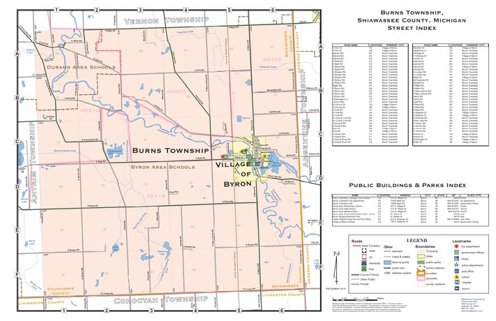 Burns Township and Village of Byron, Shiawassee County, Michigan Map by ...