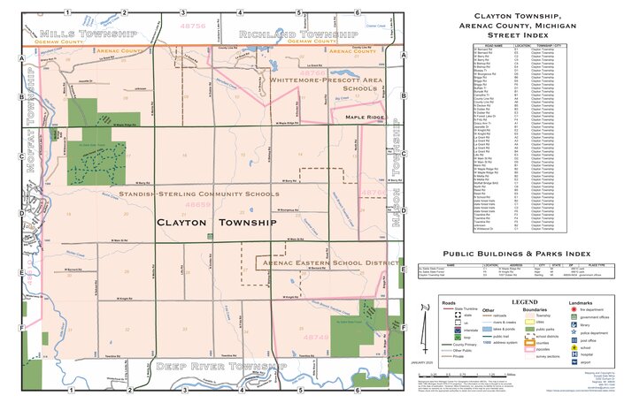 Clayton Township, Arenac County, MI Map by Donald Dale Milne | Avenza Maps