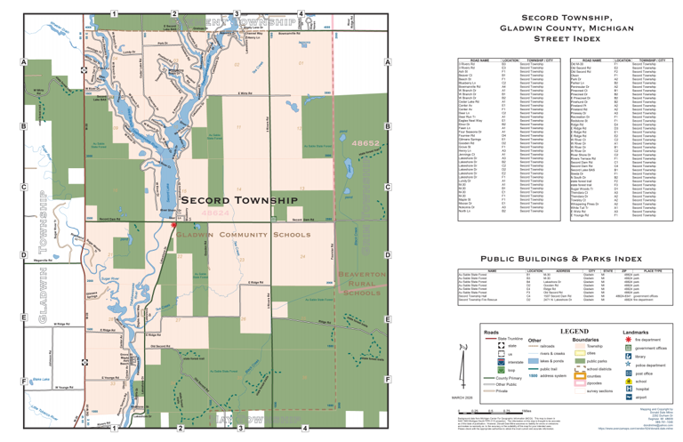 Secord Township, Gladwin County, Michigan Map by Donald Dale Milne ...