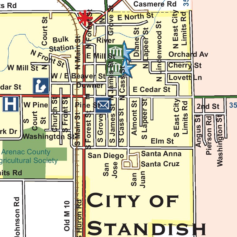 Standish Township and City of Standish, Arenac County, MI Map by Donald ...