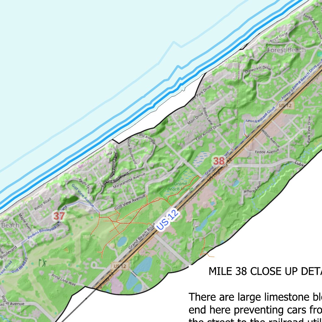 Mile 29-40 - Dunes Long Trail - MI City to New Buffalo Map by Dunes ...