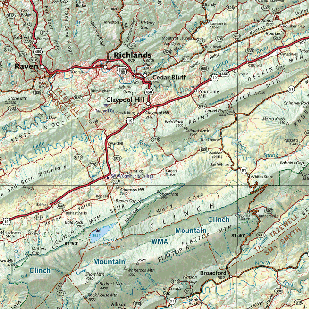 Southern Appalachians Atlas Landscape Maps Map by East View Map Link ...