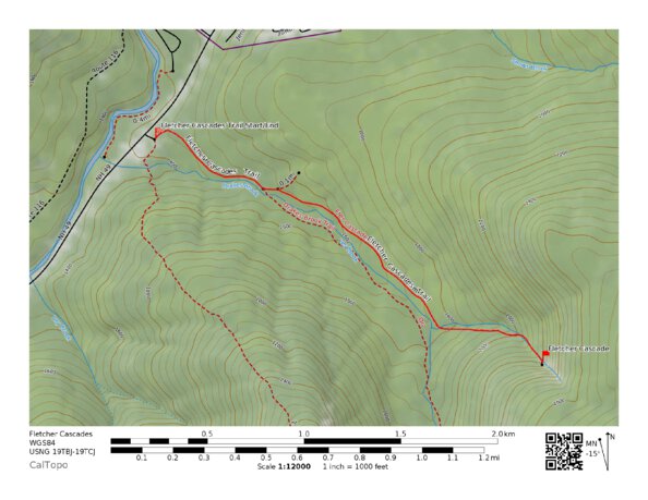 Fletcher Cascade Trail Map by Effortless Adventure LLC | Avenza Maps