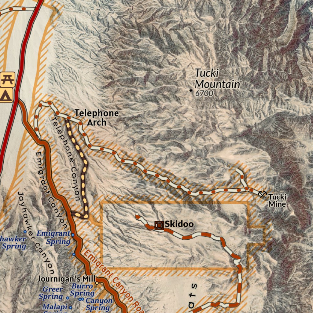 Death Valley National Park Visitor Map by Elevation Changes ...