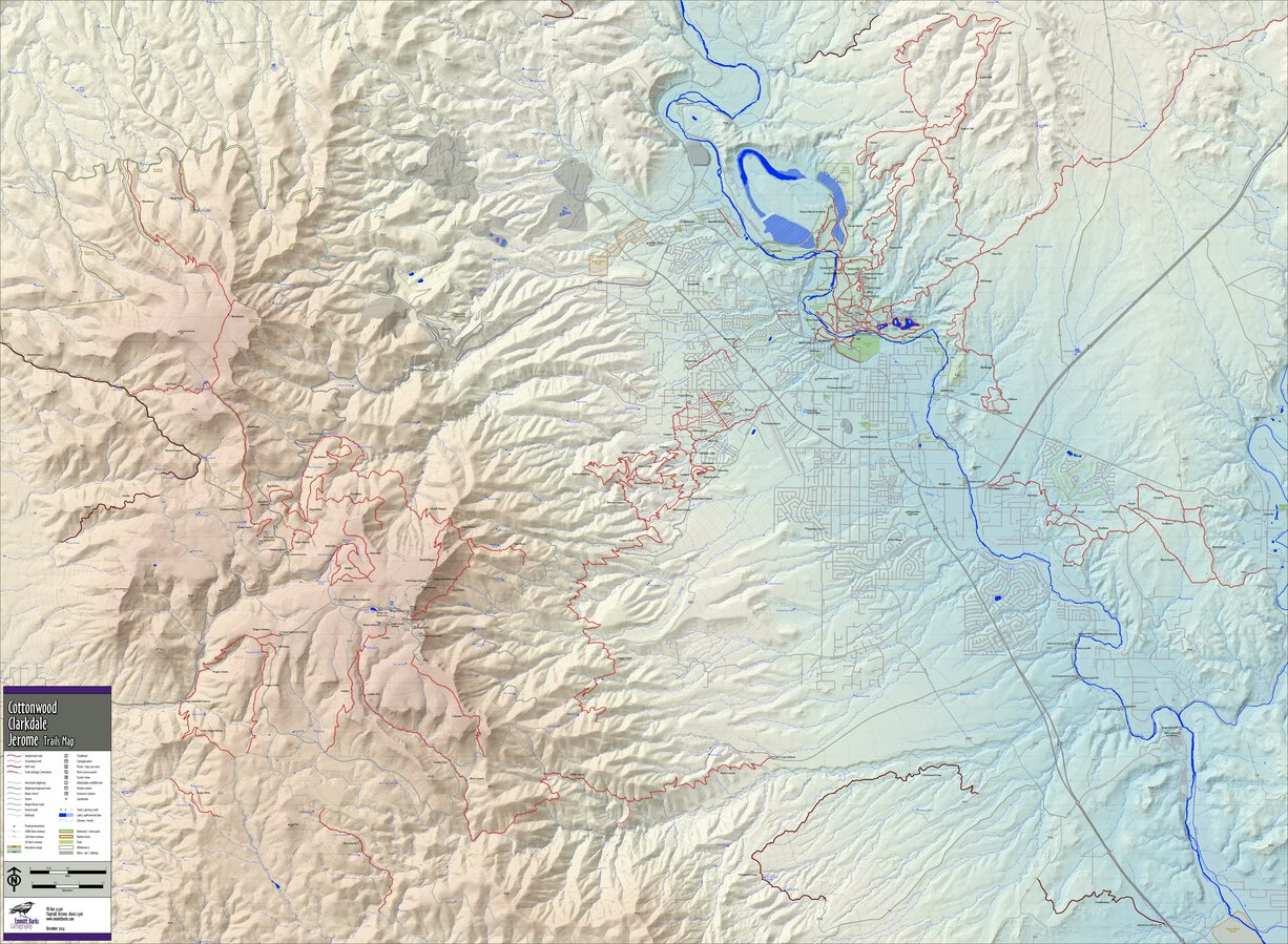 Cottonwood - Clarkdale - Jerome Trails Map by Emmitt Barks Cartography ...