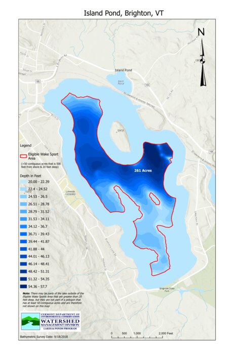 Wakesport Zone on Island Pond in Brighton, Vermont Map by Environmental ...